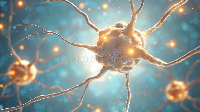 Microscopic Neuron Cell Network Detailed 3D Render Good Resolution ...