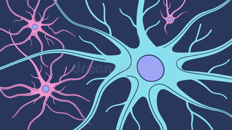 Microscopic Neurons Illustration, Brain and Neural Network, Vector ...