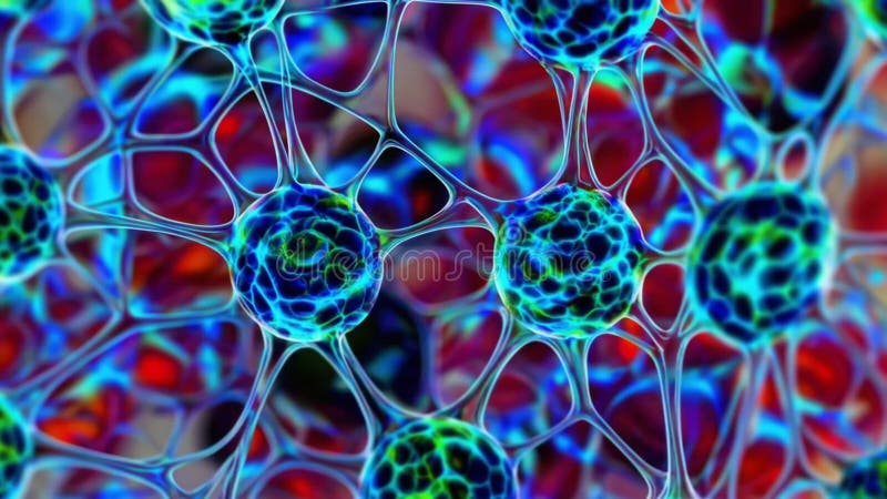 Microscopic Organic Cells Pulsating Rhythmically in Vibrant Colors ...