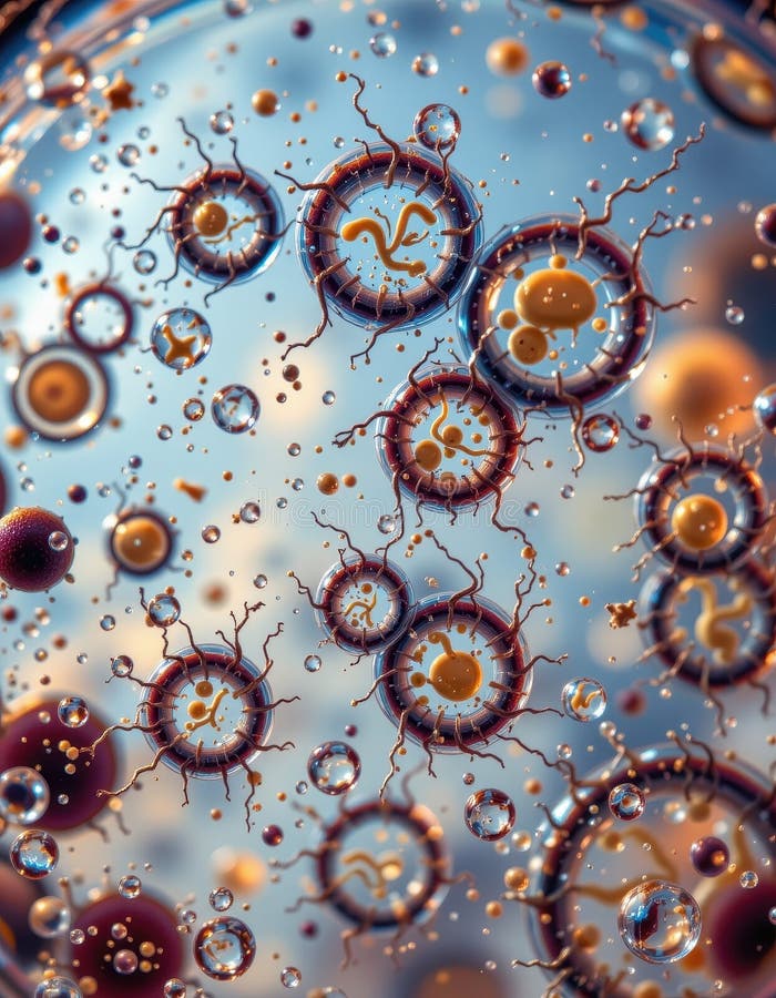 Microscopic Organisms Forming Spiral Clusters, Floating in Translucent ...