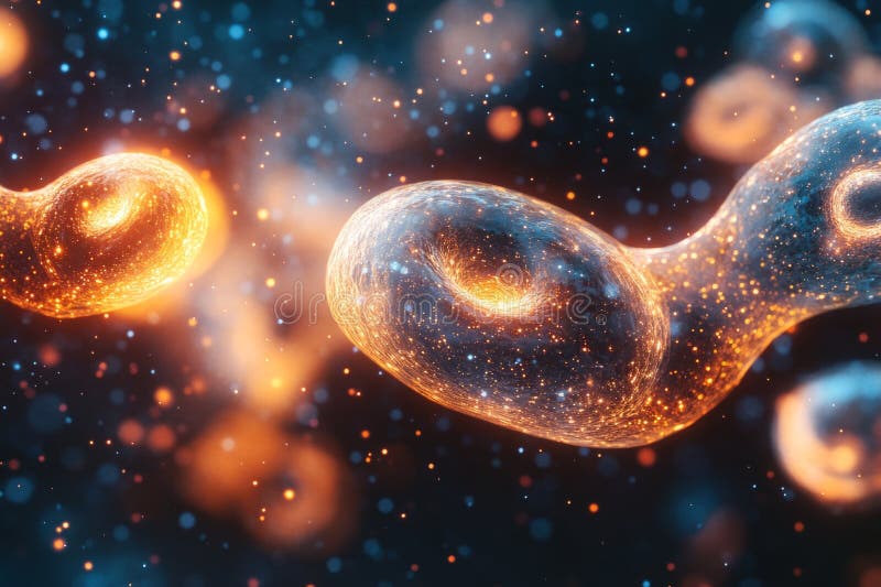 Glowing Microscopic Organisms Dark Blue Background Stock Photos - Free ...