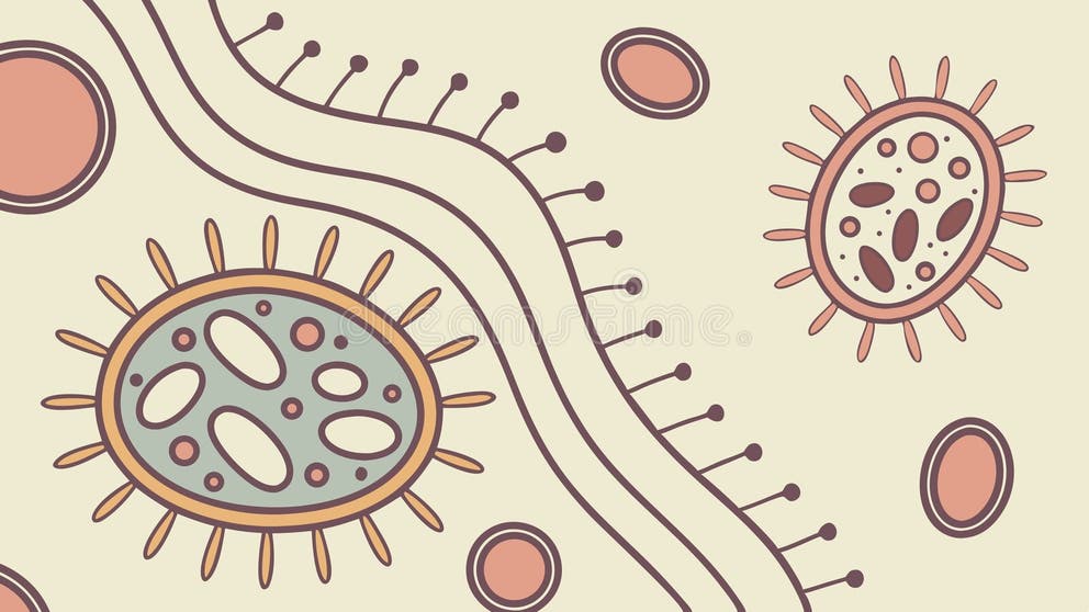 Microscopic Organisms Pattern, Bacterial and Cellular Forms, Vector ...