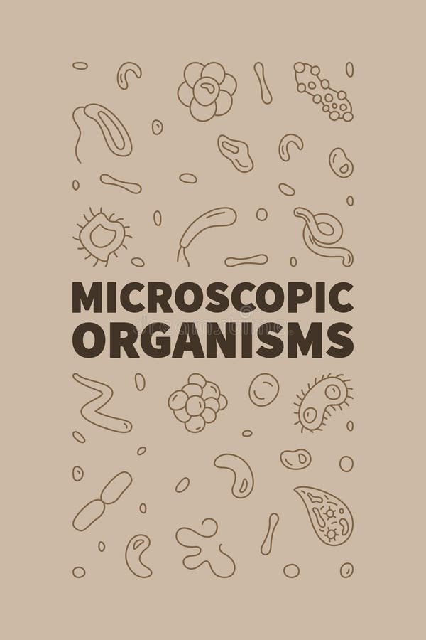 Microscopic Organisms Vector Microbiology Outline Round Banner ...