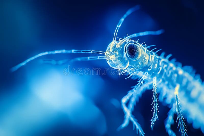 A Microscopic Parasite Illuminated Under a Microscope Slide with a Blue ...