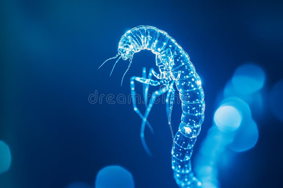 A Microscopic Parasite Illuminated Under a Microscope Slide with a Blue ...
