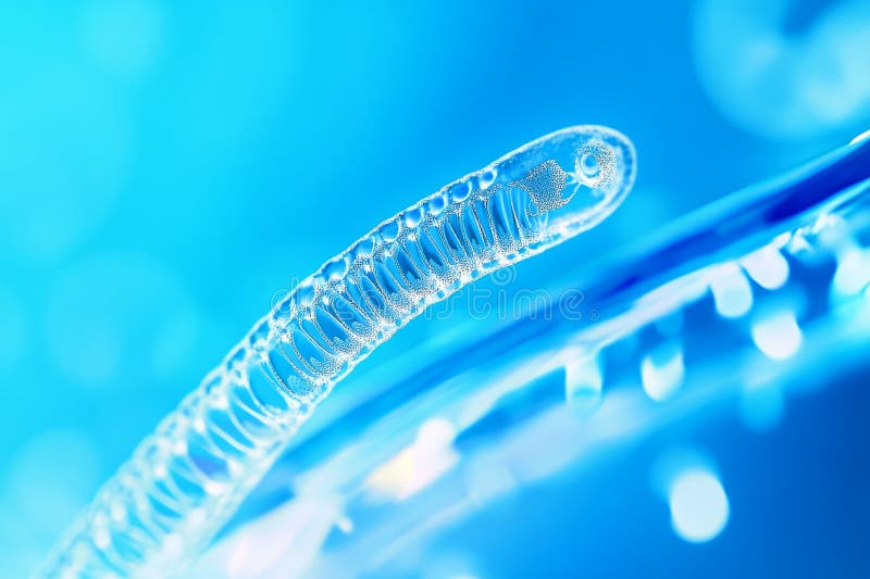 A Microscopic Parasite Illuminated Under a Microscope Slide with a Blue ...