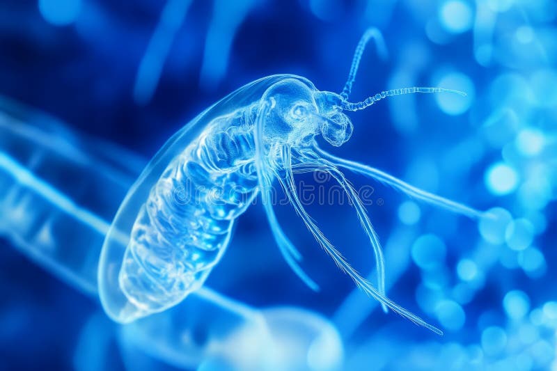 A Microscopic Parasite Illuminated Under a Microscope Slide with a Blue ...