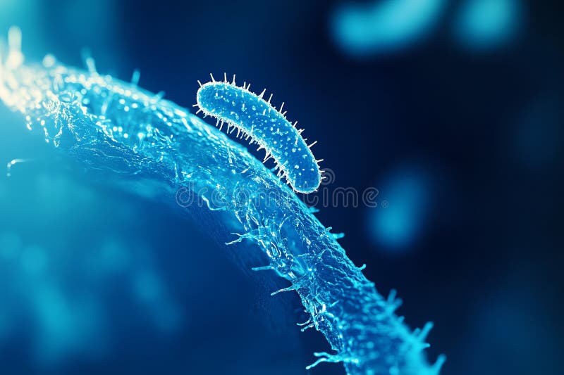 A Microscopic Parasite Illuminated Under a Microscope Slide with a Blue ...