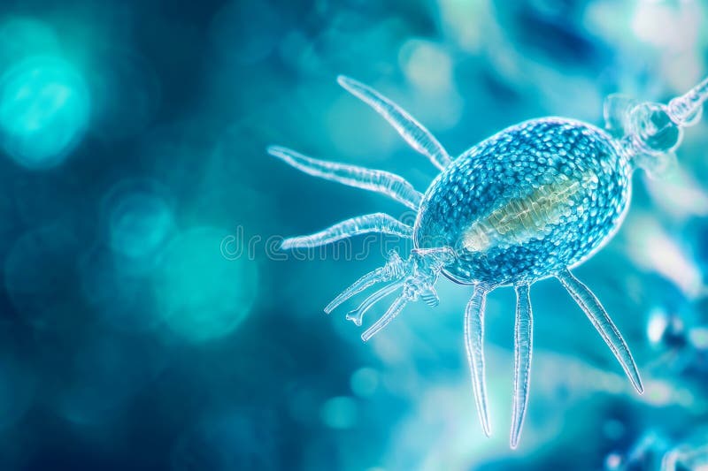 A Microscopic Parasite Illuminated Under a Microscope Slide with a Blue ...