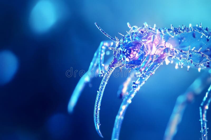 A Microscopic Parasite Illuminated Under a Microscope Slide with a Blue ...