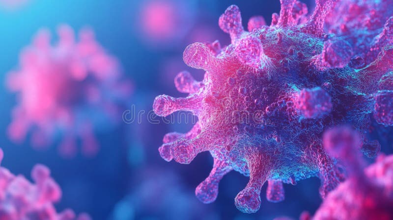 Microscopic Pink Virus Cell 3D Rendering Stock Illustration ...