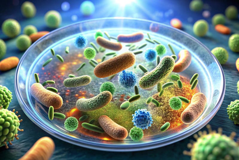 Microscopic Plate of Bacteria Multiplying Themselves 3d Rendering Stock ...