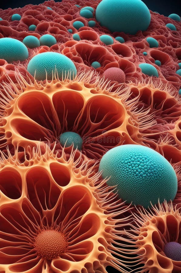 Microscopic Pollen Grains Pattern in Vivid Colors Stock Image - Image ...