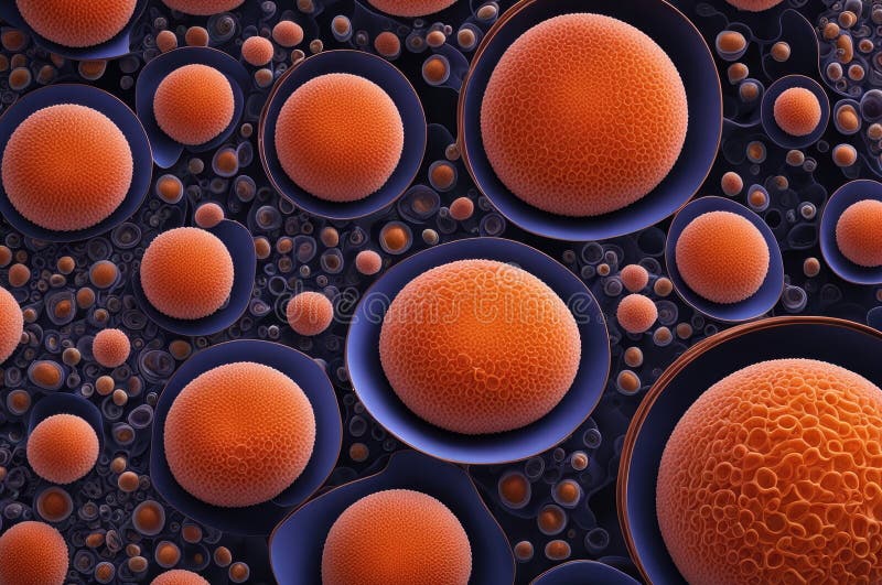 Microscopic Pollen Grains Pattern in Vivid Colors Stock Image - Image ...