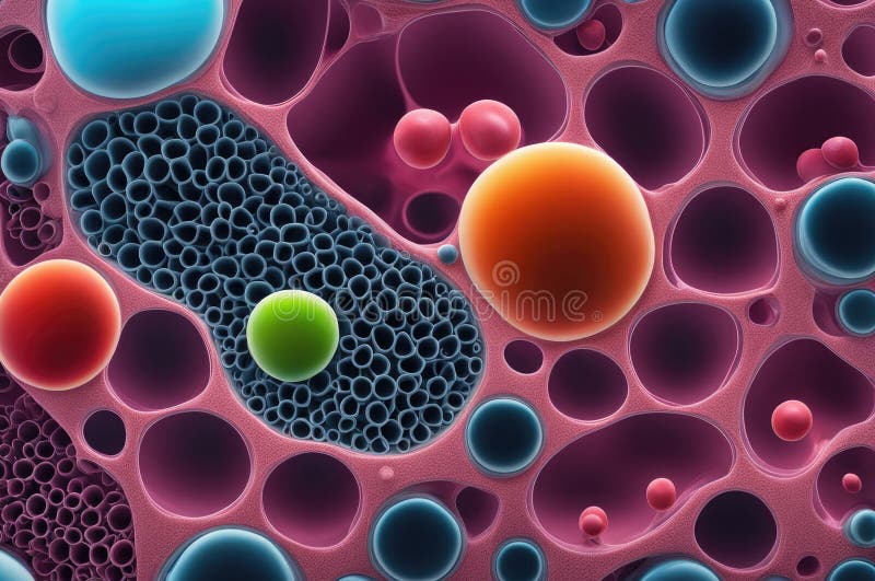Microscopic Pollen Grains Pattern in Vivid Colors Stock Photo - Image ...