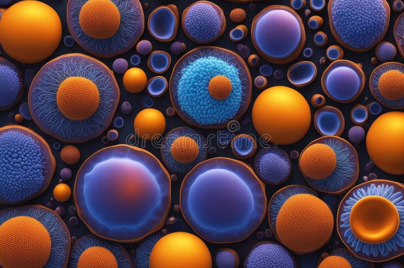 Microscopic Pollen Grains Pattern in Vivid Colors Stock Photo - Image ...