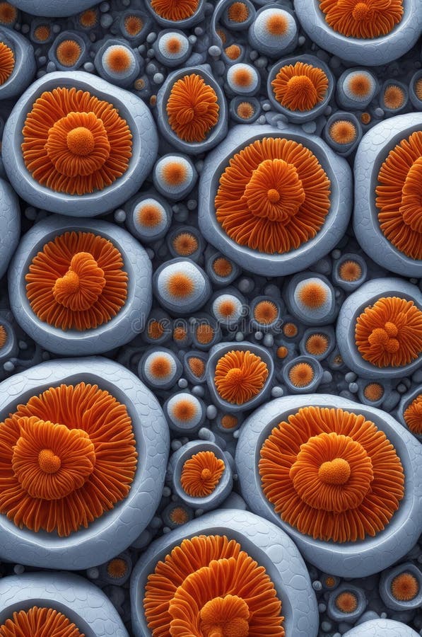 Microscopic Pollen Grains Pattern in Vivid Colors Stock Photo - Image ...