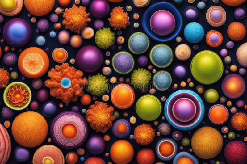 Microscopic Pollen Grains Pattern in Vivid Colors Stock Image - Image ...