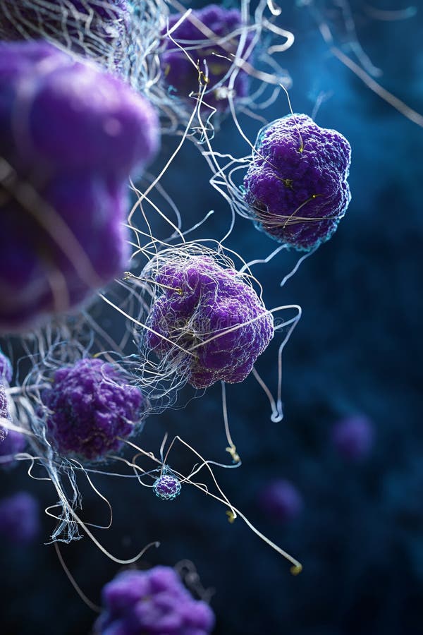 Microscopic Purple Bacteria Cluster 3D Render High Quality Image Stock ...