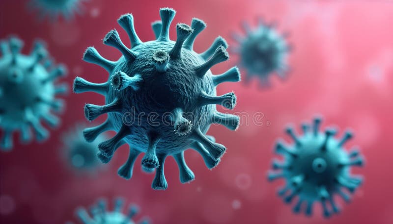 Microscopic Rabies Virus Cells Float Against Pink Background. Virus ...