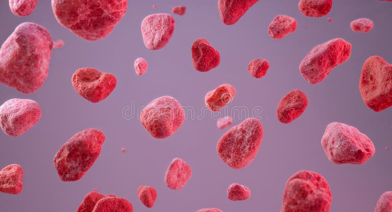 Microscopic Red Blood Cells Floating in Suspension 3D Visualization ...