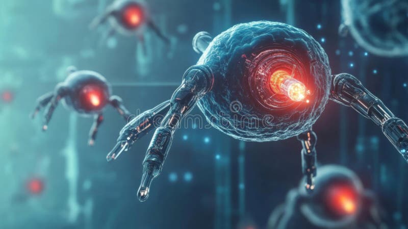 Microscopic Robotic Nanobots Repairing Cellular Damage Stock ...