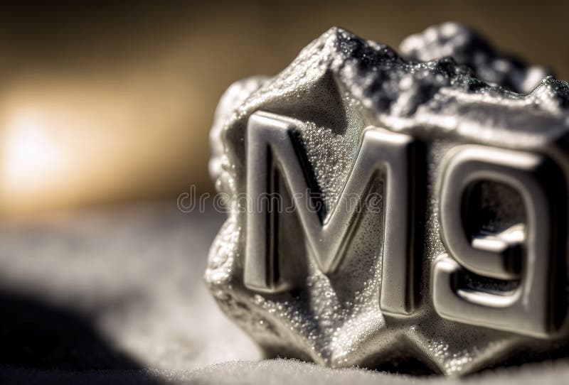 Microscopic Shot of Magnesium Piece with Acronym on it. 3D Rendering ...