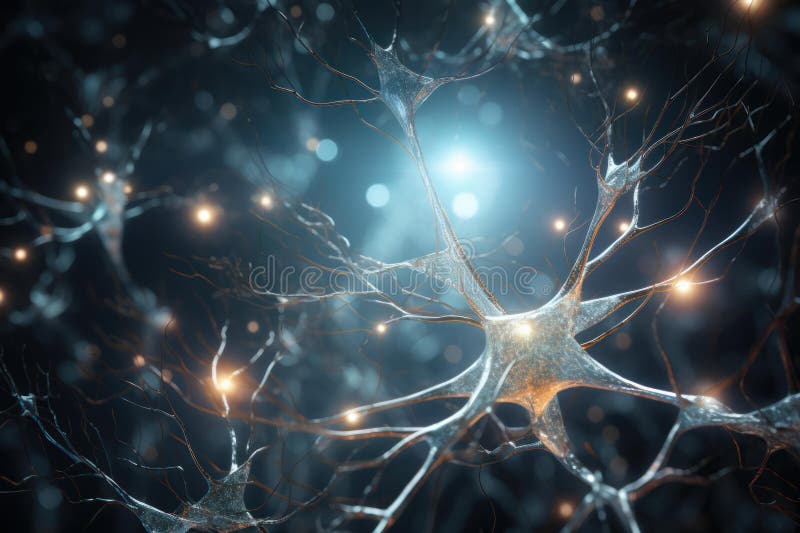 Microscopic Single Neuron Synapses. Generate Ai Stock Image - Image of ...