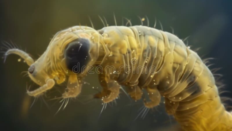 A Microscopic Snapshot of a Single Larva with a Bulbous Head and a Long ...