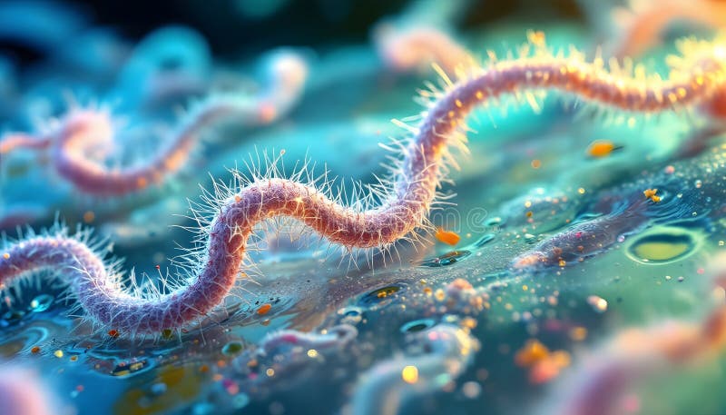Microscopic Spirillum Bacteria Stock Illustration - Illustration of ...