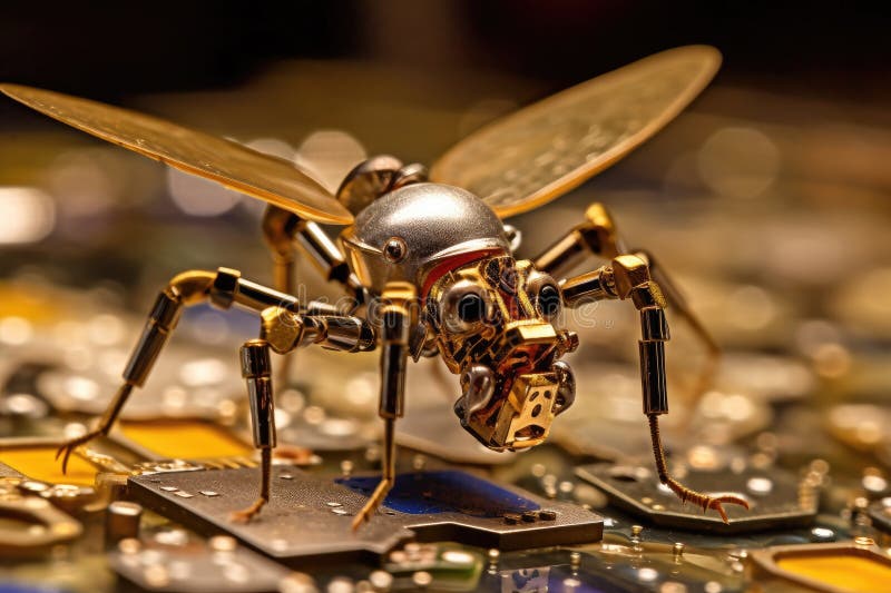Microscopic Spy Robot in the Shape of an Insect. Generative AI Stock ...