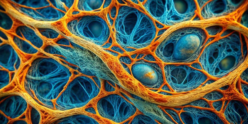 Microscopic Structure Fibrous Connective Tissue Intertwined Spongy Blue ...