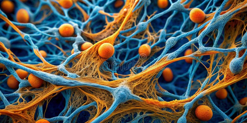 Microscopic Structure Fibrous Connective Tissue Intertwined Spongy Blue ...