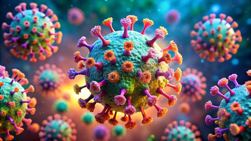 Virus in Motion Against a Dark Background Stock Illustration ...