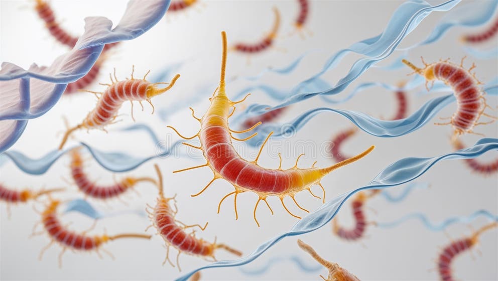 Microscopic Trypanosoma Parasite with Flagellum and Wave Form, Floating ...