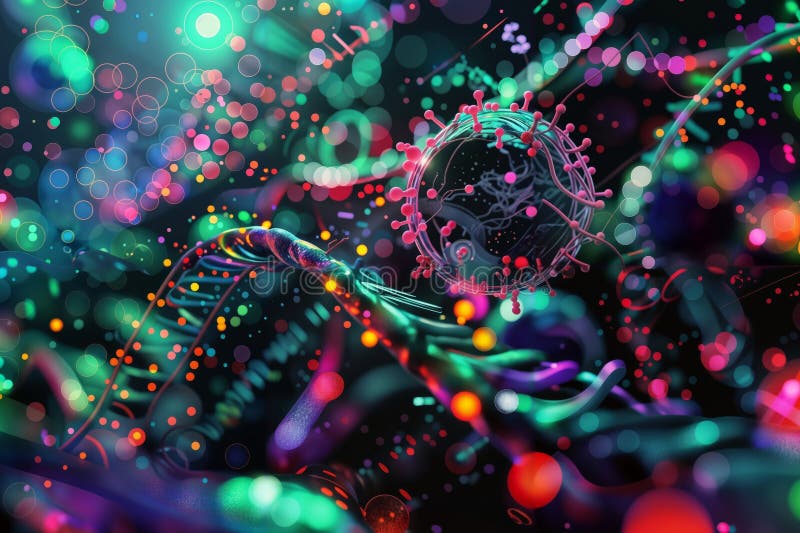 Microscopic Universe: Cells & DNA, Generative Ai Stock Illustration ...