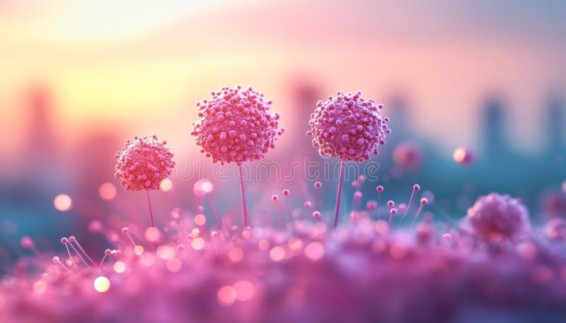 Microscopic View Abstract Spherical Structures in Pink and Purple Hues ...