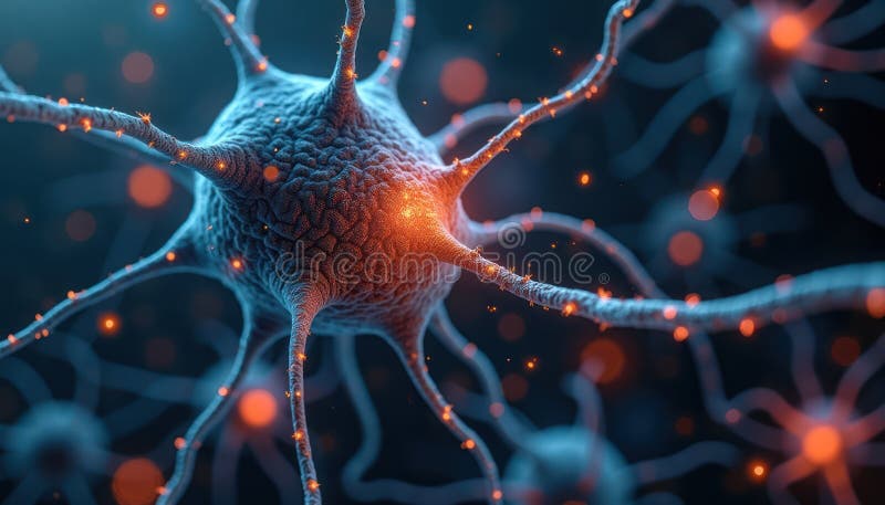 Microscopic View of Active Nerve Cell Network Sending Electrical ...