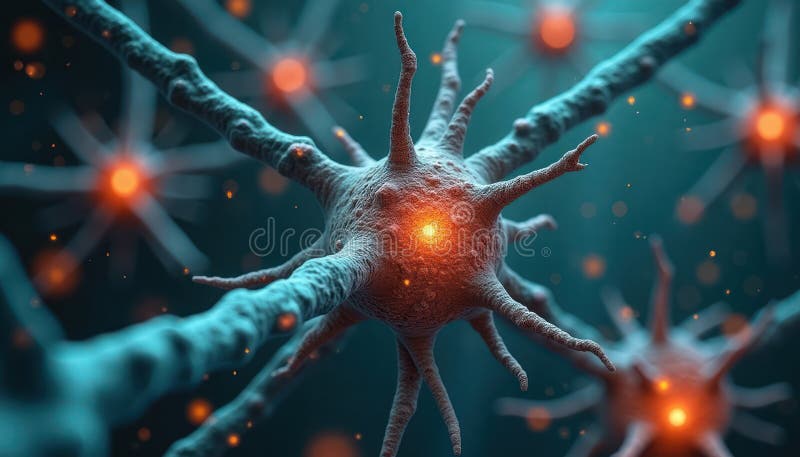 Microscopic View of Active Nerve Cells Exchanging Electrical Signals ...