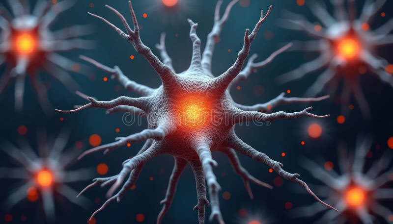 Microscopic View of Active Nerve Cells Sending Electrical Signals ...