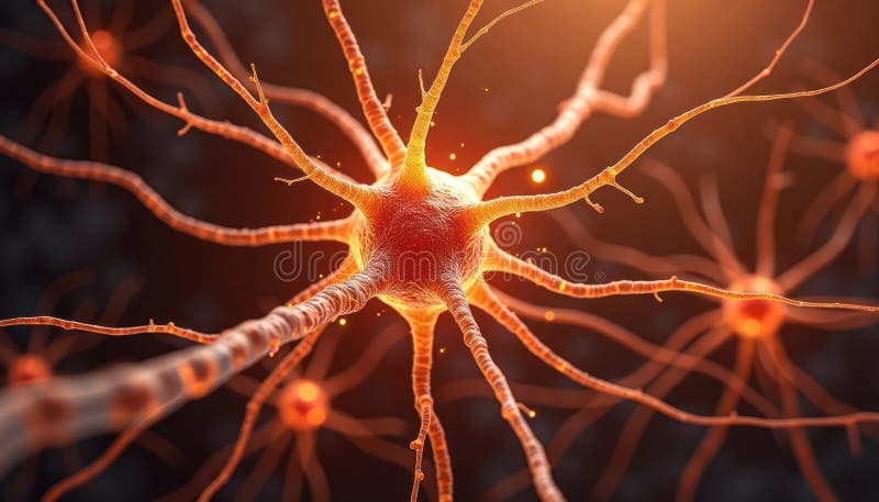 Microscopic View of Active Nerve Cells Sending Electrical Signals ...