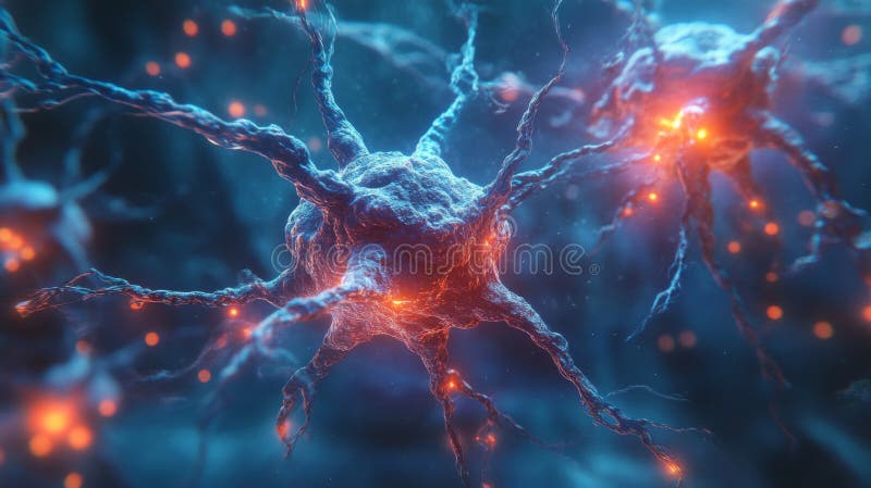 Microscopic View of Active Neuron Cells Firing Stock Illustration ...