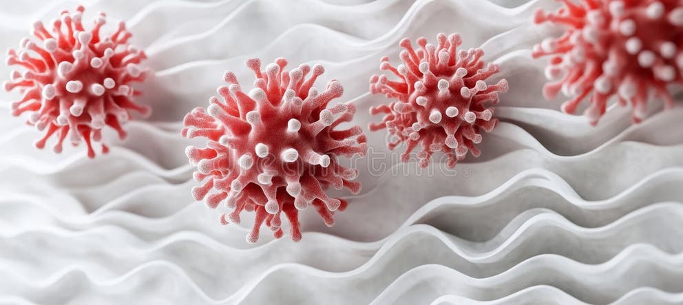 Microscopic View of Airborne Viruses on a White Background Symbolizing ...