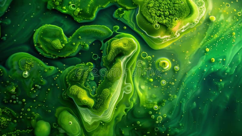 A Microscopic View of an Algae Bloom in a River Where the Water is ...