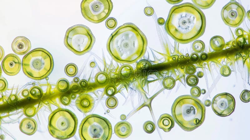 Microscopic View of Algae Structures Isolated on White Background Stock ...