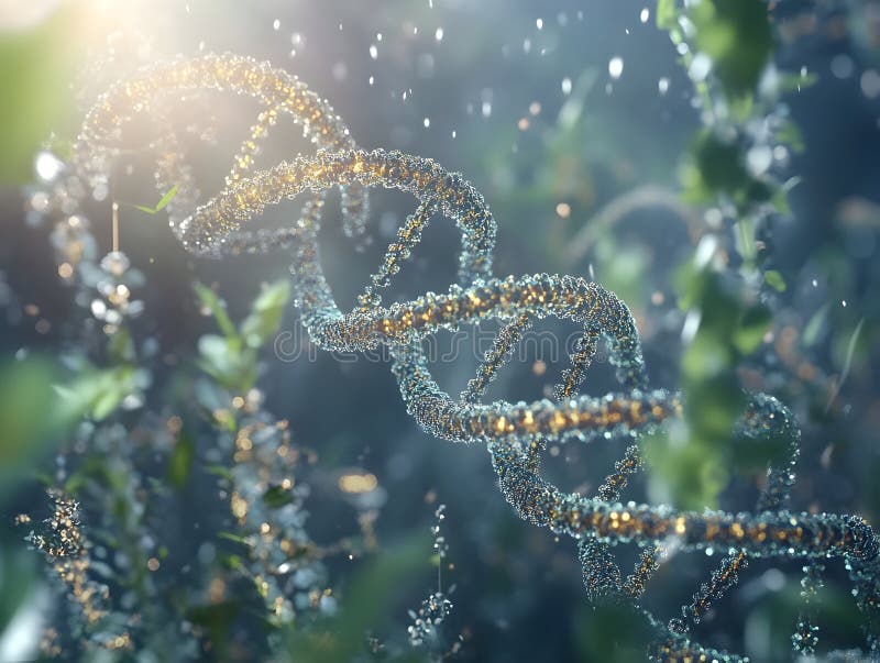 Microscopic View of Altered Plant DNA Showcasing Climate Resilient Crop ...