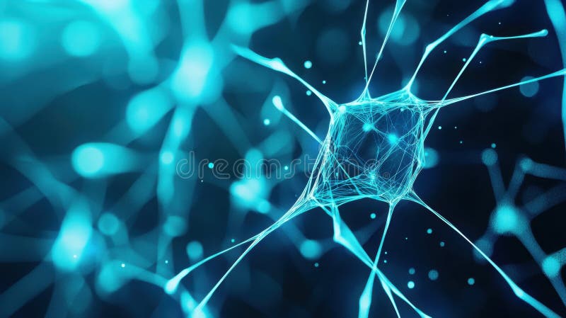 Microscopic View Background a Cyan and Purple Neural Network Structure ...