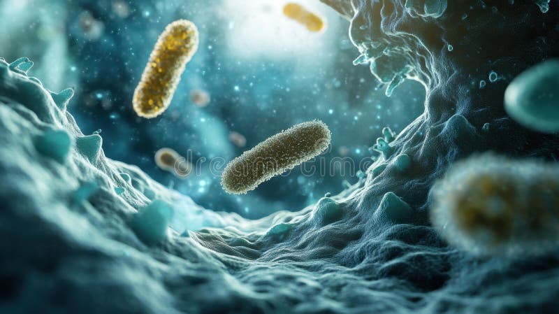 Microscopic View of Bacteria in an Aquatic Environment with Cellular ...