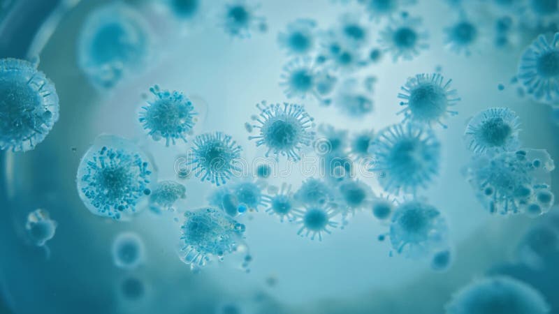 Bacteria in Liquid Under Microscope, High Magnification View Stock ...