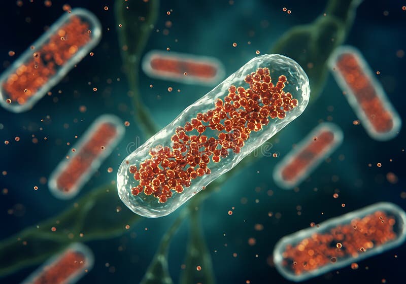 Microscopic View of Bacteria Cells Showing Detailed Cellular Structure ...